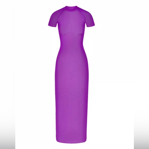 SKIMS | Swim | Nwt Rare Skims Rhinestone Mesh Maxi Swim Cover Up Dress ...